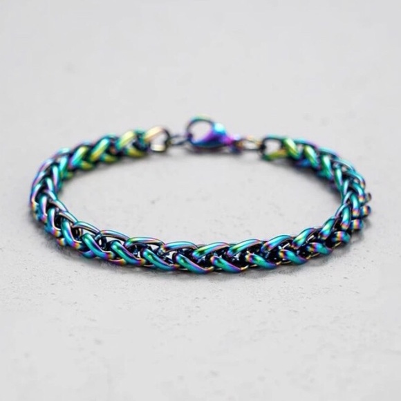 Jewelry | New Vibrant Stainless Steel Oil Slick Holographic Chain ...